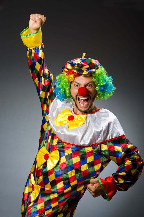 Funny clown in colourful stock image. Image of birthday - 44751841