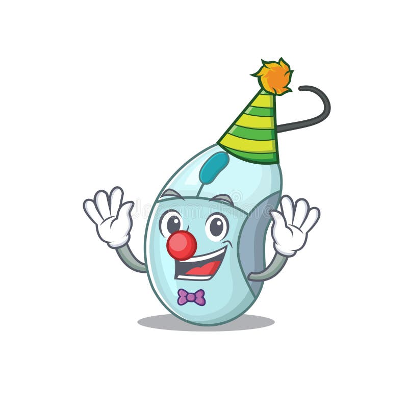 Funny Clown Computer Mouse Cartoon Character Mascot Design Stock Vector ...