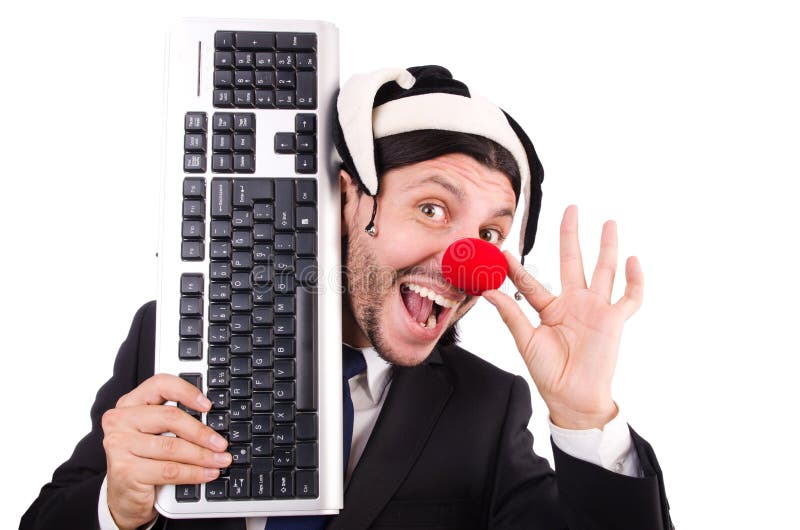 Funny clown with keyboard stock image. Image of comedy - 36803559
