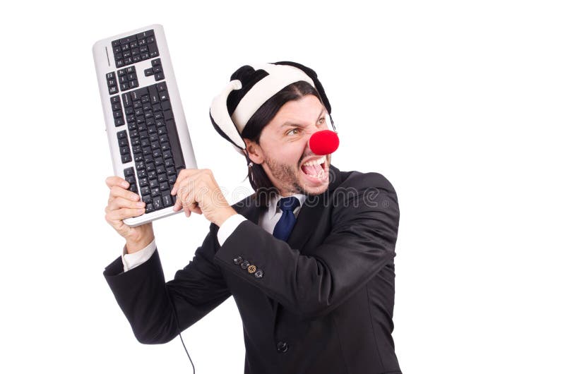 Funny clown with keyboard stock image. Image of attractive - 39274187