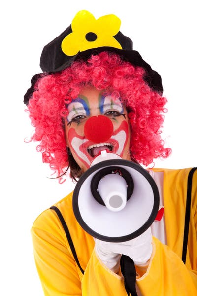 Funny Clown with a Megaphone Stock Image - Image of funny, entertainer ...