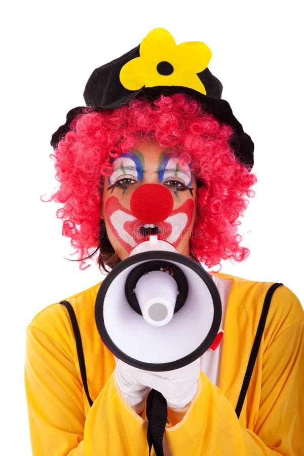 Funny Clown with a Megaphone Stock Image - Image of communication ...
