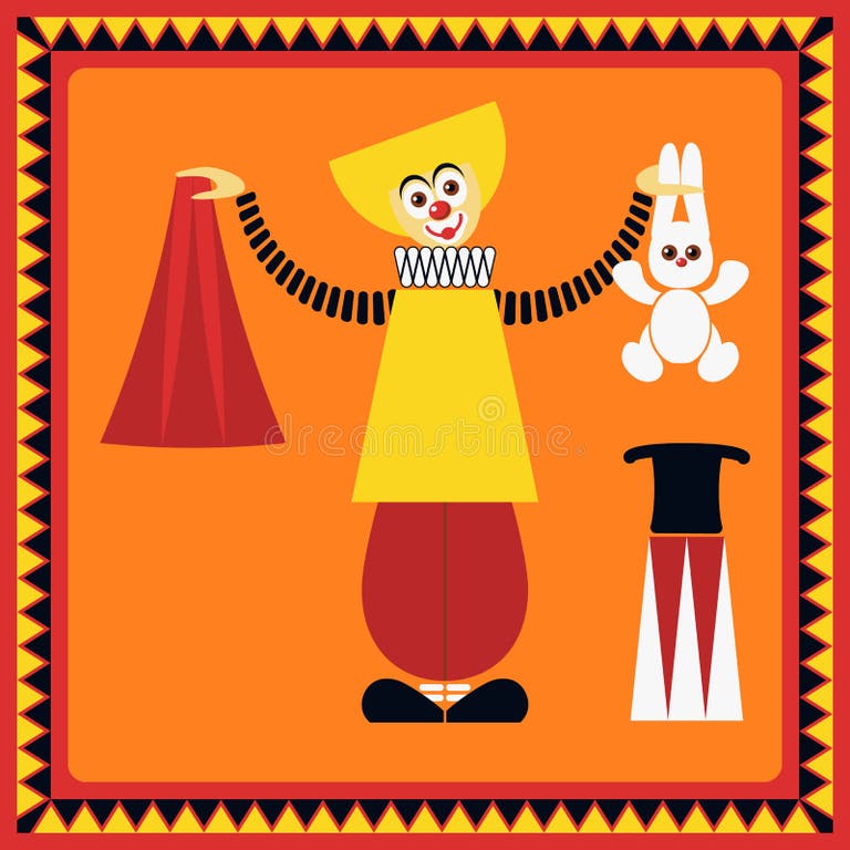 Funny Clown Shows a Trick with a Rabbit Stock Vector - Illustration of ...