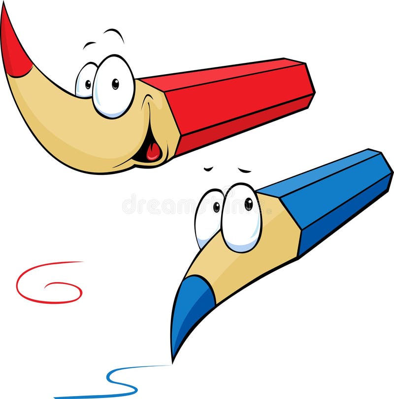 Funny Colored Pencils Cartoon Stock Vector - Illustration of office ...