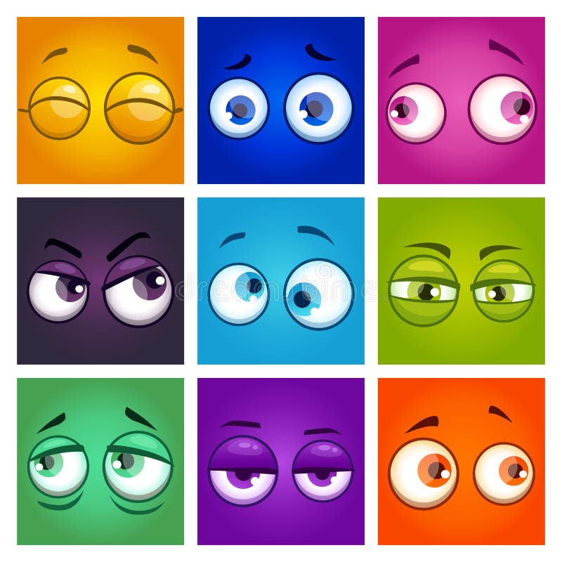 Funny Colorful Comic Square Avatars. Stock Vector - Illustration of ...