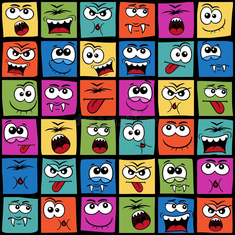 Funny Colorful Emotions Pattern. Square Smiles. Stock Vector ...