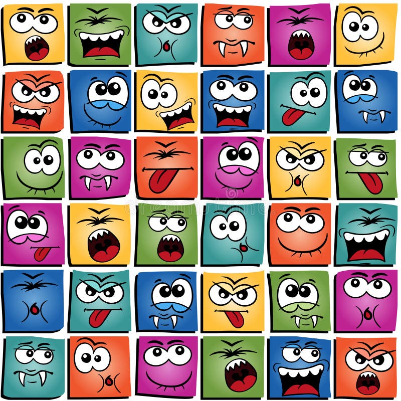 Funny Colorful Emotions Pattern. Square Smiles. Stock Vector ...