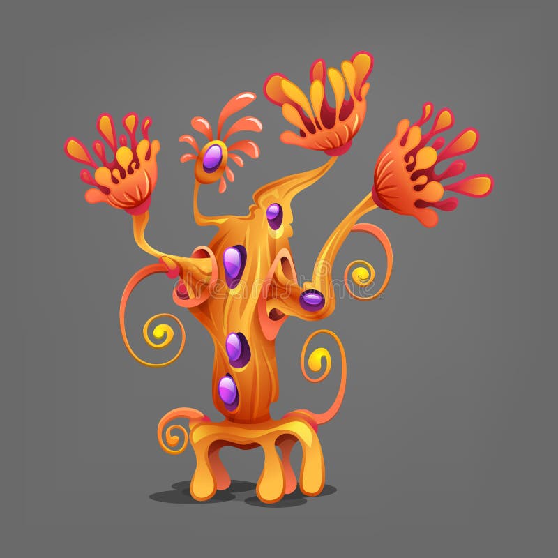 Funny Colorful Fantasy Alien Plants. Stock Vector - Illustration of ...