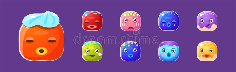 Funny Colorful Square Faces for Game Design Vector Set Stock Vector ...