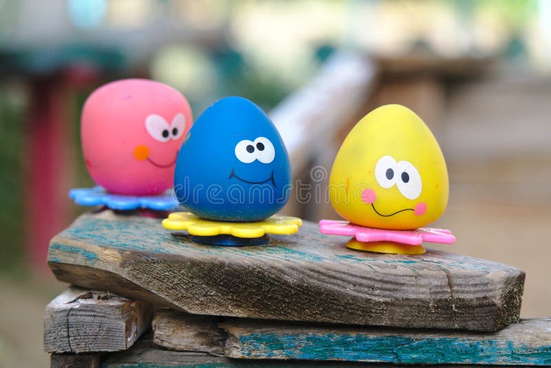 Funny Colorful Toy Figures with Eyes and Mouth Stock Image - Image of ...