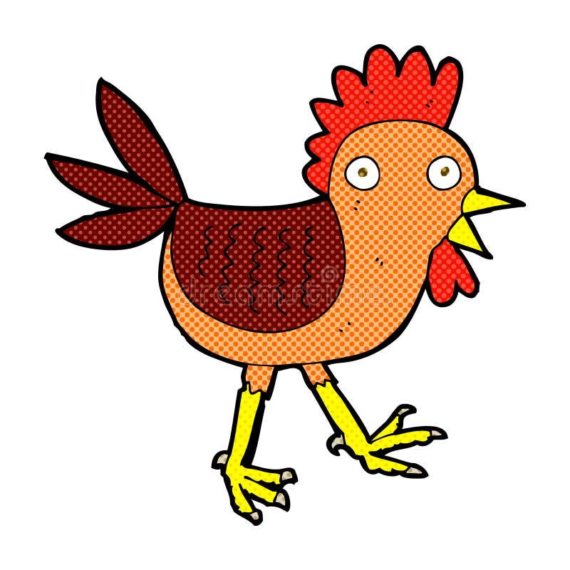 Funny Comic Cartoon Chicken Stock Illustration - Illustration of retro ...