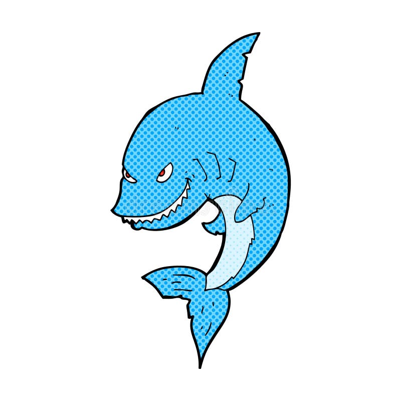 Funny comic cartoon shark stock illustration. Illustration of style ...