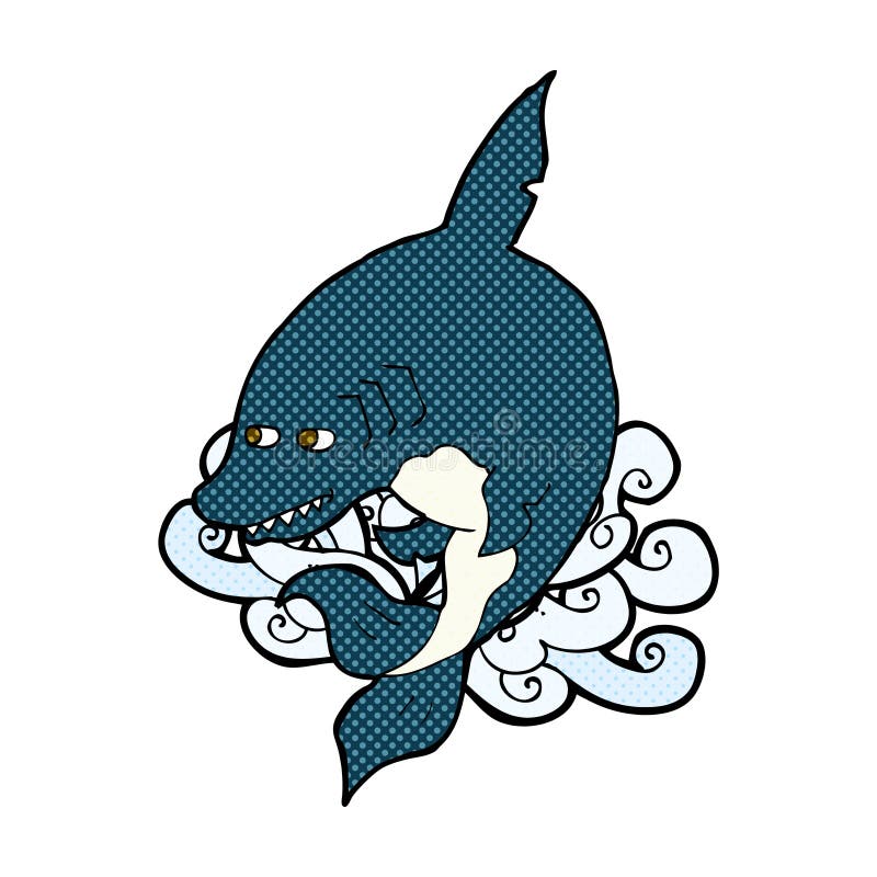 Funny comic cartoon shark stock illustration. Illustration of clip ...