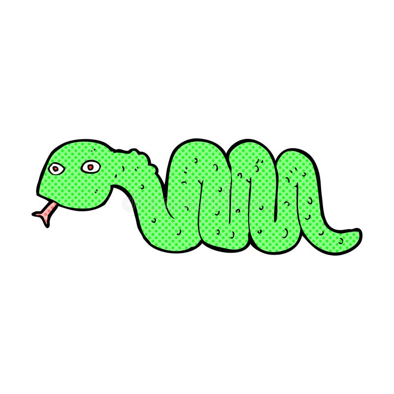 Funny comic cartoon snake stock illustration. Illustration of book ...