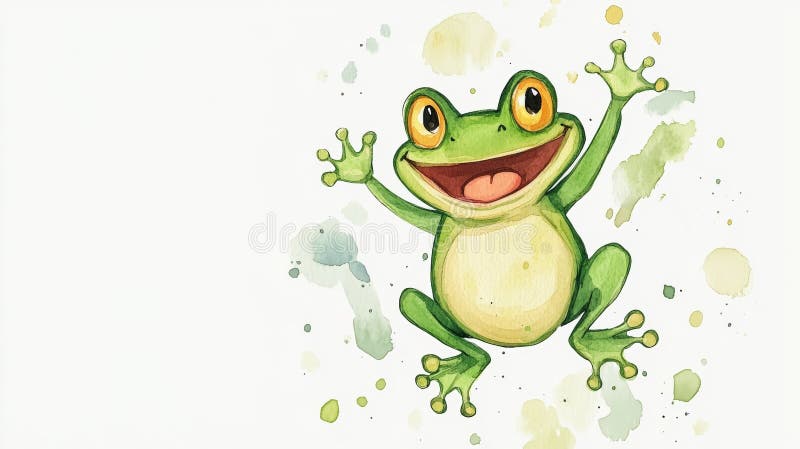 A Funny Comic-style Drawing of a Frog Jumping, Isolated on a Clear ...