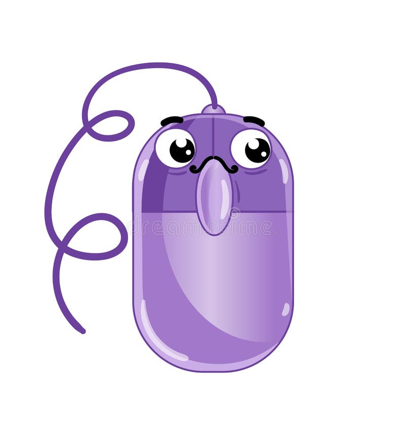 Funny Computer Mouse with Cable Cartoon Character Stock Vector ...