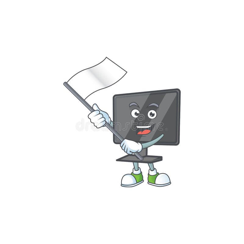 Funny Computer Screen Cartoon Character Design with a Flag Stock Vector ...