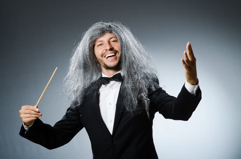 Funny conductor with long stock image. Image of humour - 45045575