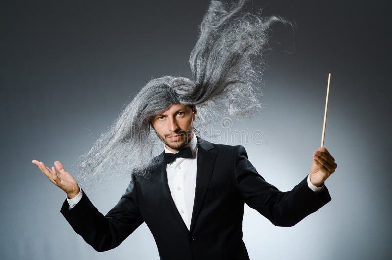 Funny conductor with long stock image. Image of humor - 45505351