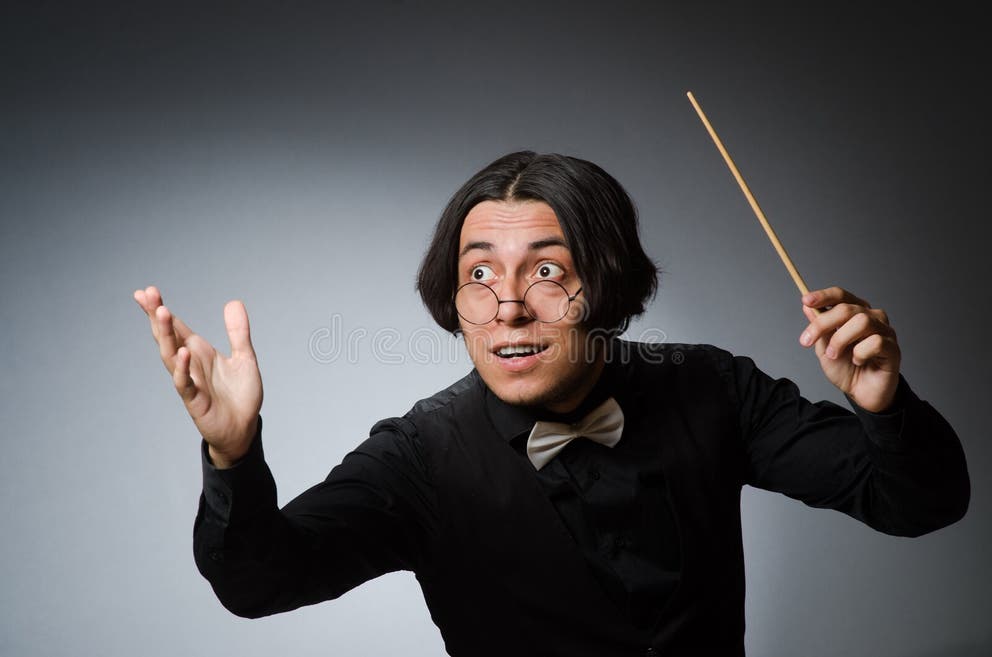 The Funny Conductor in Musical Concept Stock Image - Image of closeup ...