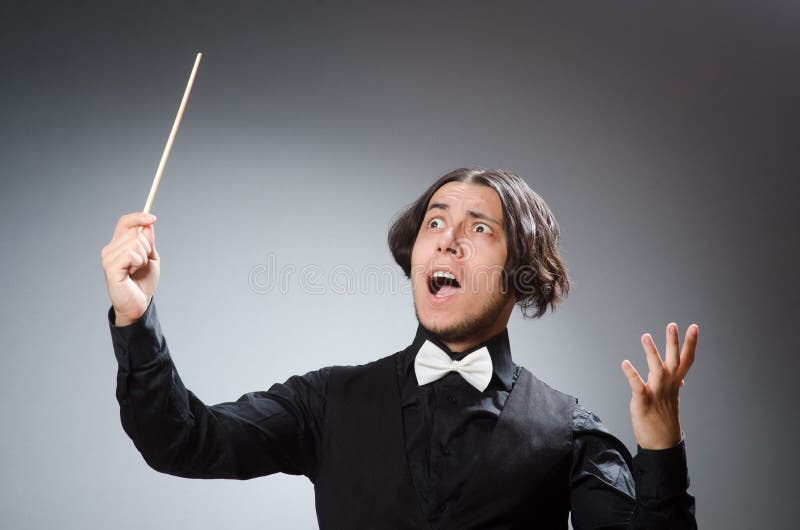 The Funny Conductor in Musical Concept Stock Photo - Image of humor ...