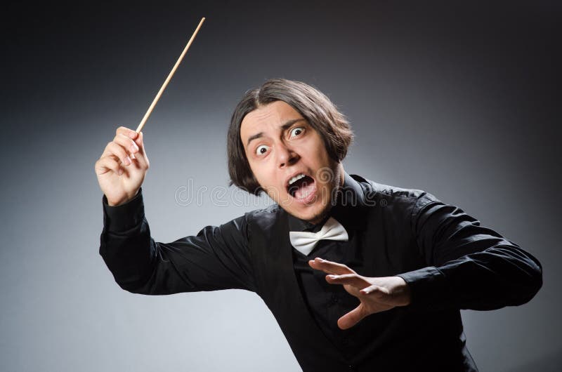 Funny Conductor in Musical Concept Stock Image - Image of holding ...