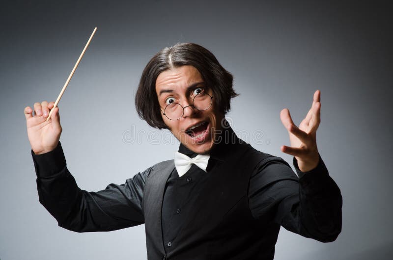The Funny Conductor in Musical Concept Stock Image - Image of ...