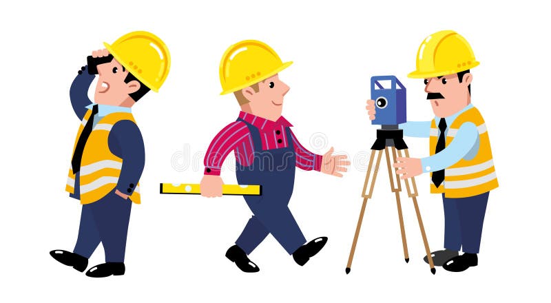 Funny Construction Engineer, Worker and Architect Stock Vector ...