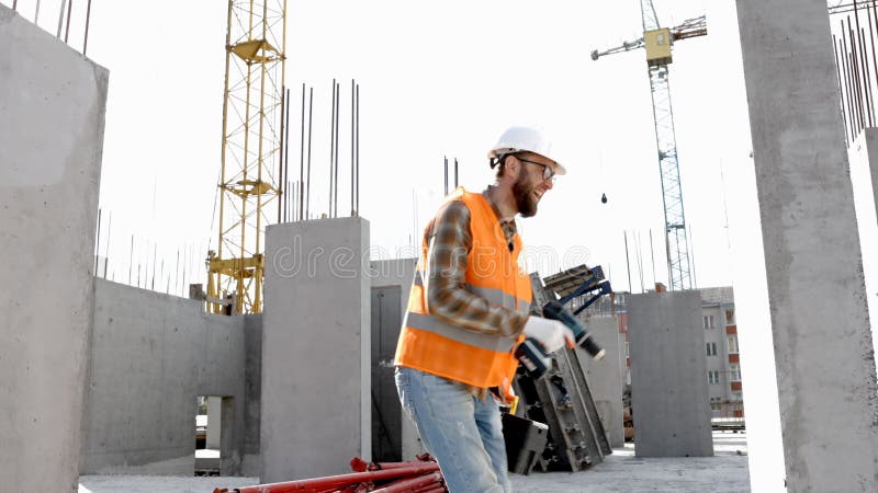 Funny Construction Worker Dancing. Construction Engineer in Builder ...