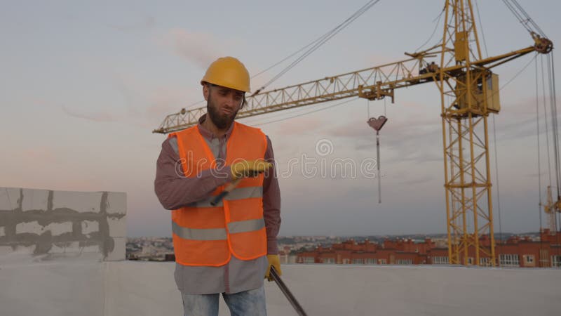 Funny Construction Worker Dancing. Construction Engineer in Builder ...