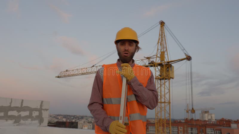 Funny Construction Worker Dancing. Construction Engineer in Builder ...