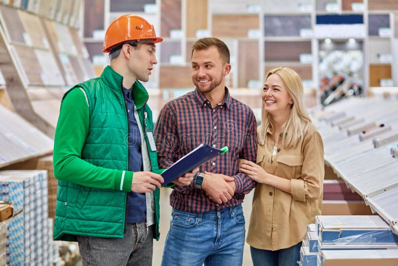 Funny Conversation of Warehouse Worker and Customers Stock Image ...