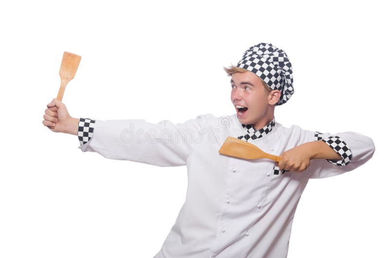 The Funny Cook Isolated on White Stock Image - Image of culinary ...