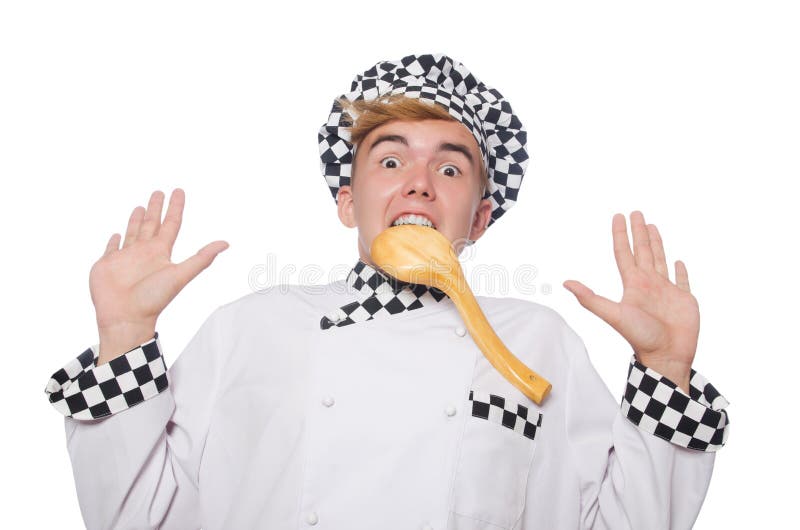 The Funny Cook Isolated on White Stock Image - Image of kitchen, happy ...