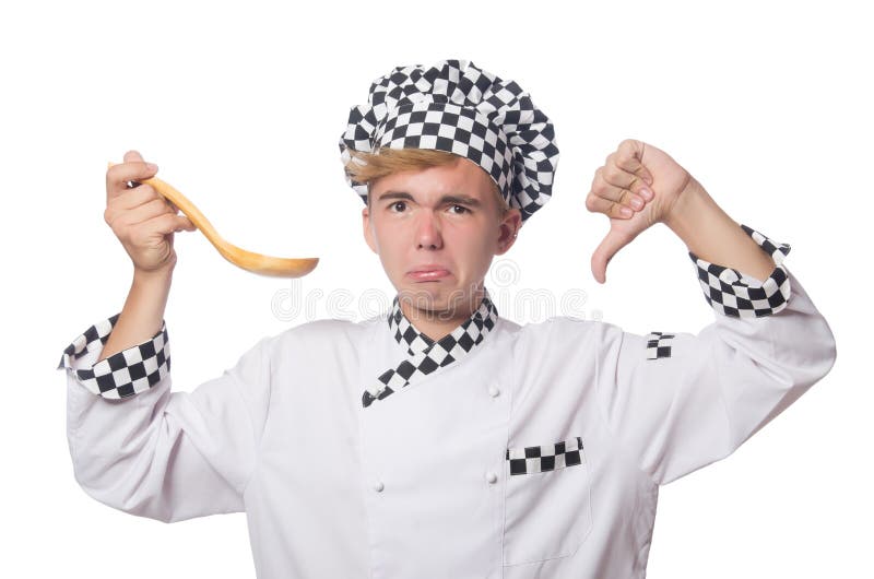 The Funny Cook Isolated on White Stock Photo - Image of happy, culinary ...