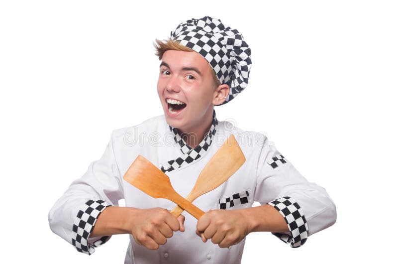 The Funny Cook Isolated on White Stock Image - Image of food, cookery ...