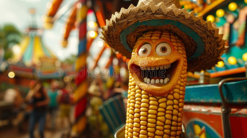 Funny Corn Head in a Sombrero Stock Image - Image of cheerful, costume ...