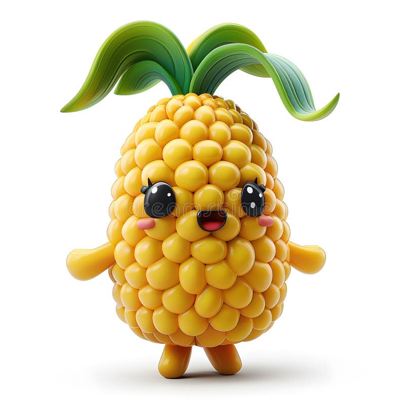 Funny Corn on a White Background. 3d Corn Character. Stock Illustration ...
