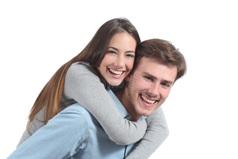 Funny Couple Laughing Isolated Stock Photo - Image of hugging ...