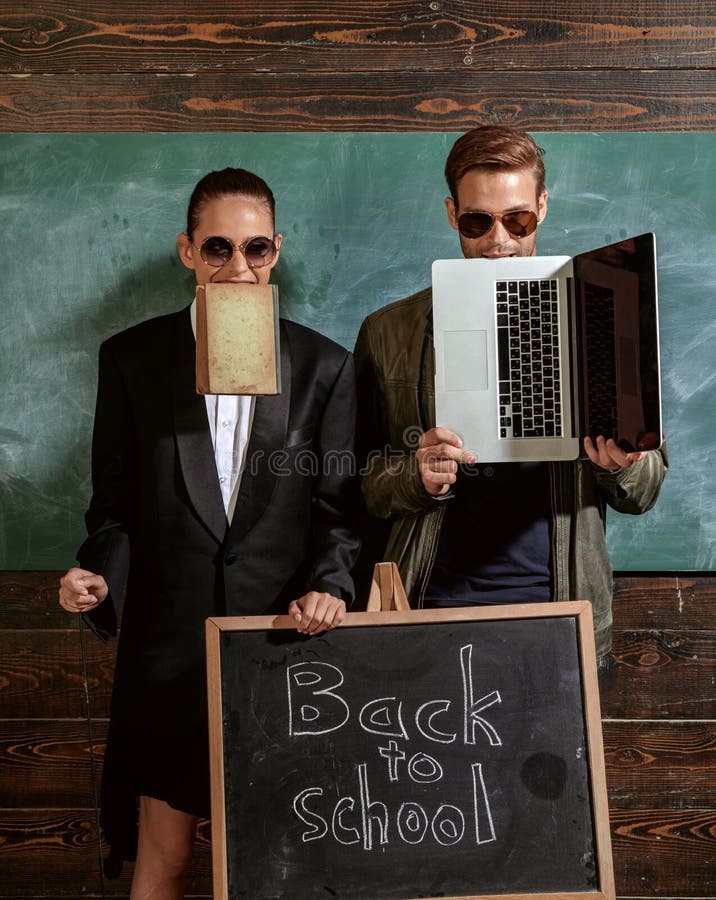 Funny Couple of Students in Classroom at College, School or University ...