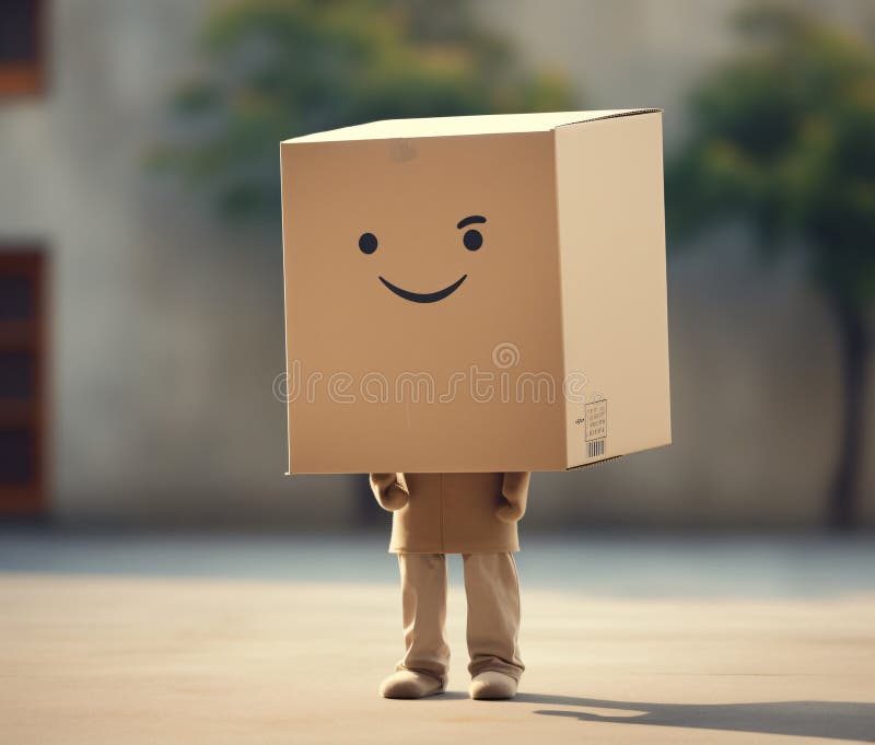 Funny Courier Packages, Cardboard Box Sad, Tired Sad Box, Stock Image ...