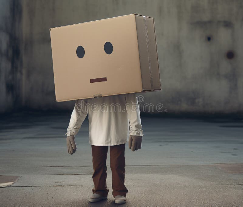 Funny Courier Packages, Cardboard Box Sad, Tired Sad Box, Stock Image ...