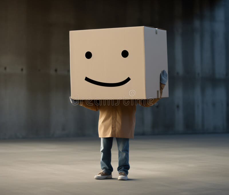 Funny Courier Packages, Cardboard Box Sad, Tired Sad Box, Stock Image ...