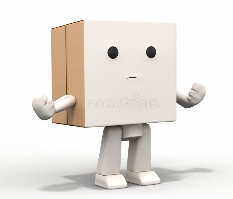 Funny Courier Packages, Cardboard Box Sad, Tired Sad Box, Stock Photo ...