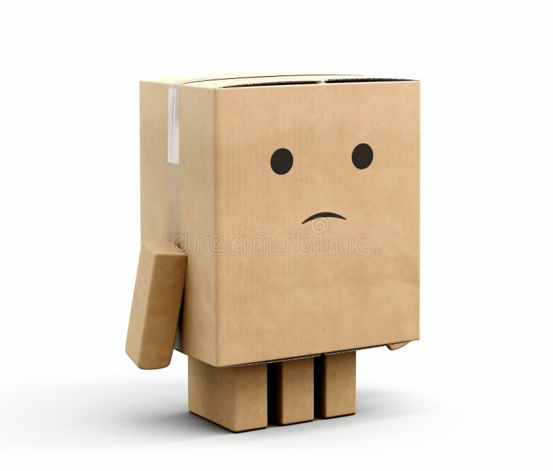 Funny Courier Packages, Cardboard Box Sad, Tired Sad Box, Stock Photo ...