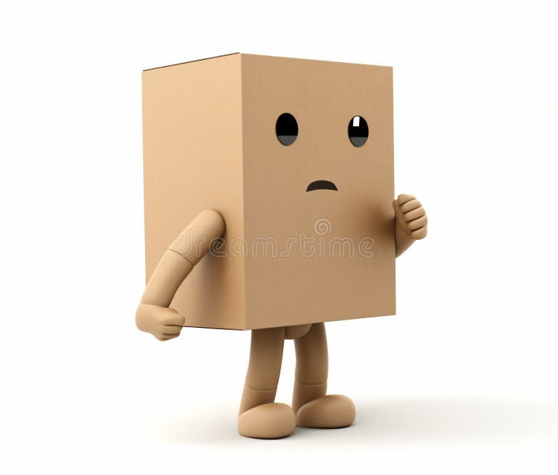 Funny Courier Packages, Cardboard Box Sad, Tired Sad Box, Stock Photo ...