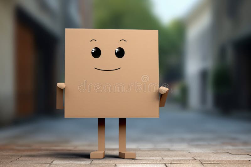 Funny Courier Packages, Cardboard Box Sad, Tired Sad Box, Stock Image ...