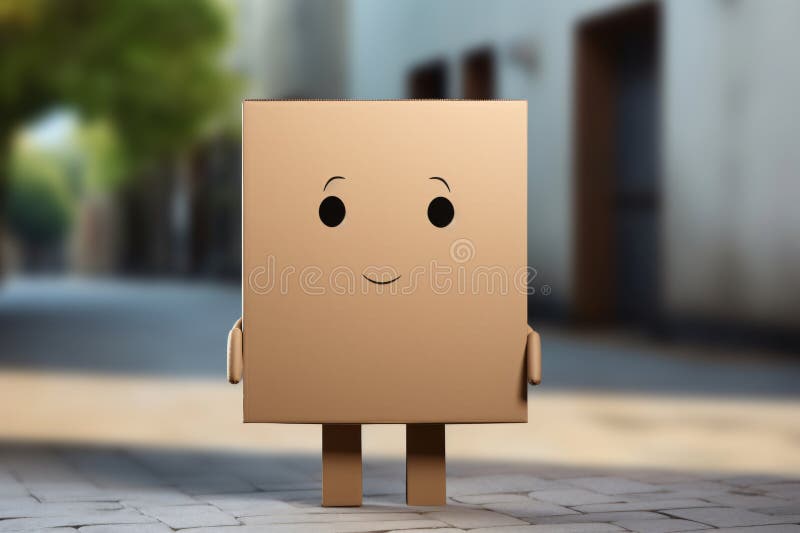 Funny Courier Packages, Cardboard Box Sad, Tired Sad Box, Stock Image ...