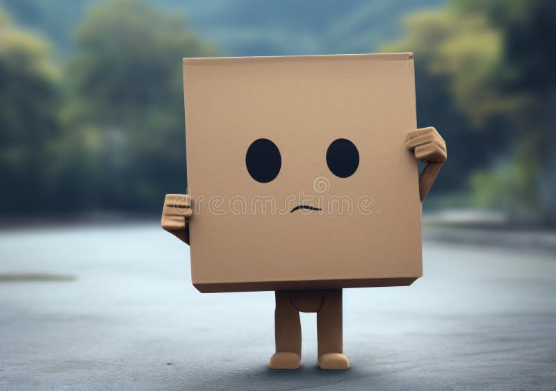 Funny Courier Packages, Cardboard Box Sad, Tired Sad Box, Stock Image ...