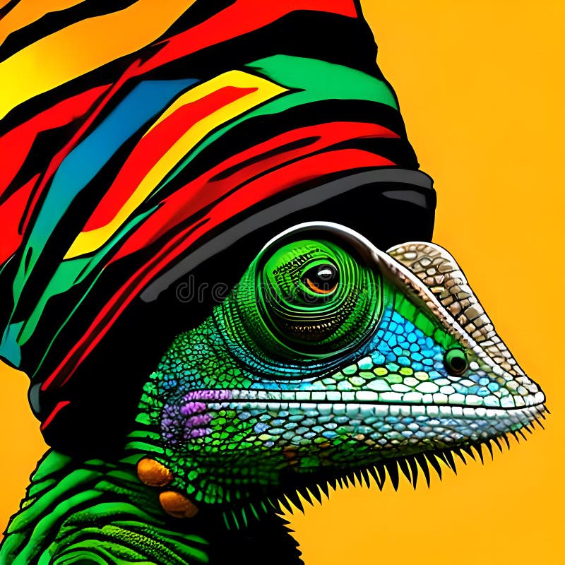 Funny covered chameleon stock illustration. Illustration of macro ...